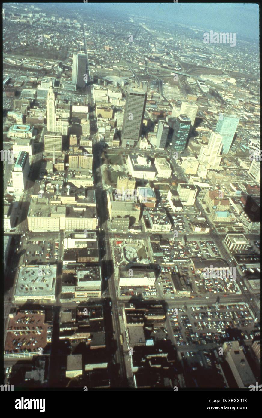 An aerial photograph from a helicopter looking north toward the James A ...