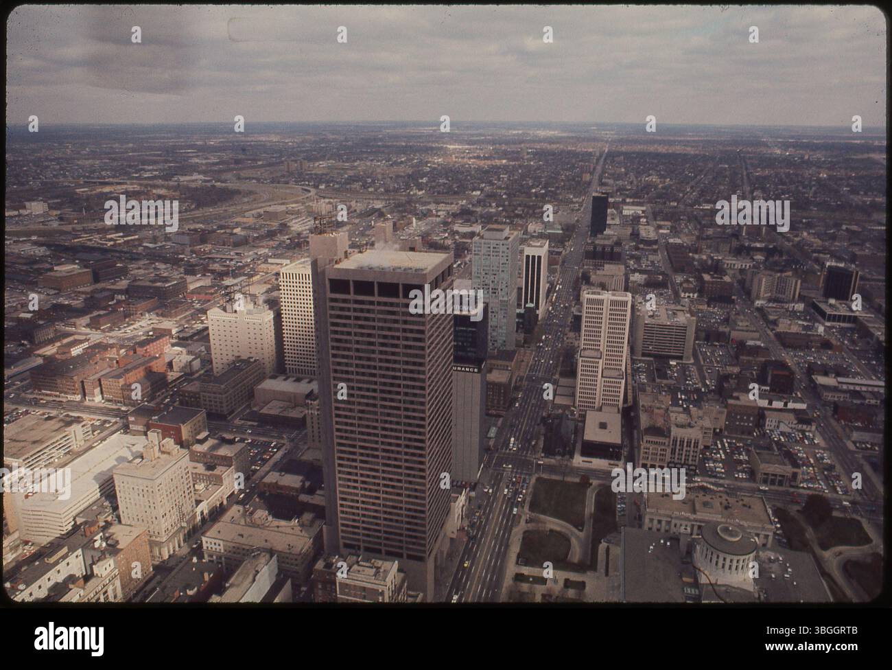 An aerial view from 1978 looking east over Downtown Columbus. East ...