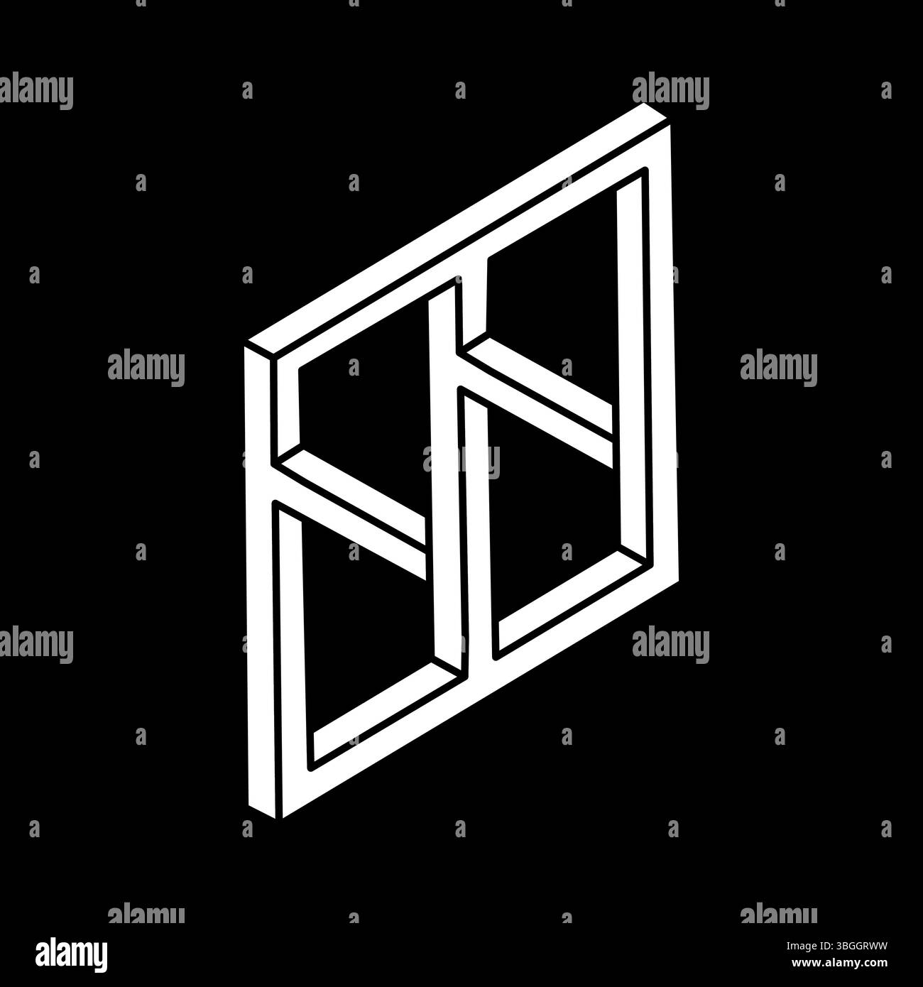 Optical illusion. Impossible shapes. Sacred geometry figure. Abstract eternal geometric object ...