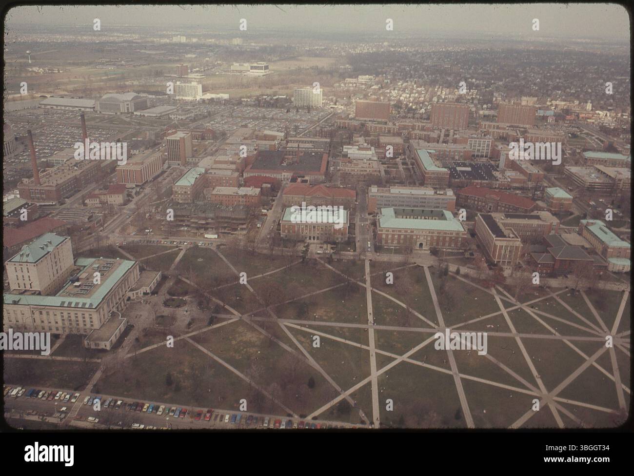 An aerial view from 1974 of the Oval at The Ohio State University ...