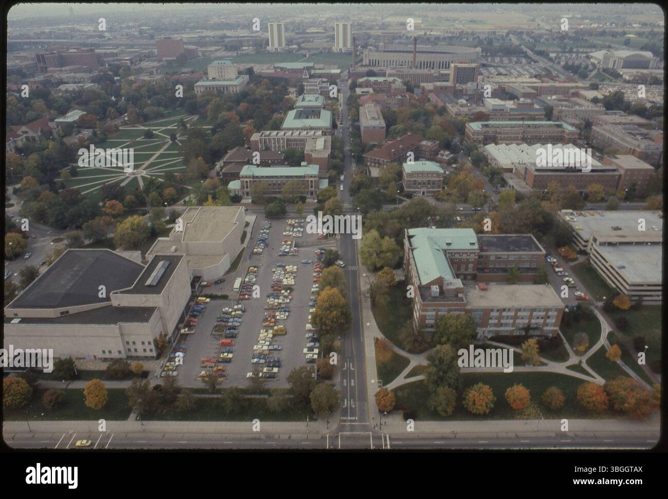 Aerial view looking west over The Ohio State University campus. North ...