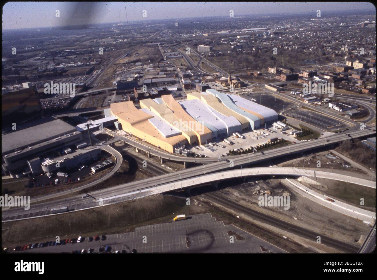 An aerial view from 1993 looking northwest over the northern part of ...