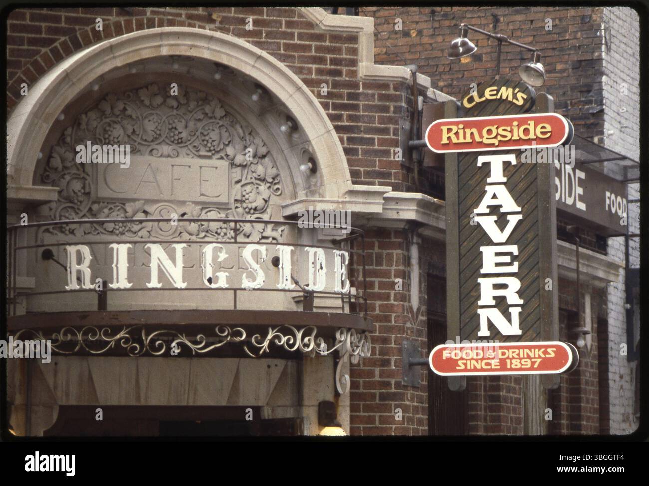 The entrance signs for Clem's Ringside Tavern at 19 North Pearl Alley ...