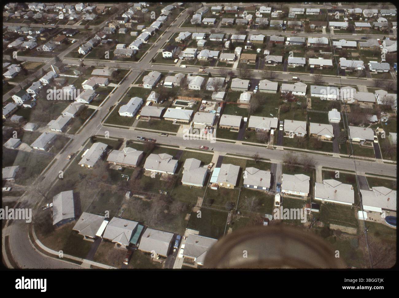 An aerial photograph from the 1970s showing an unidentified ...