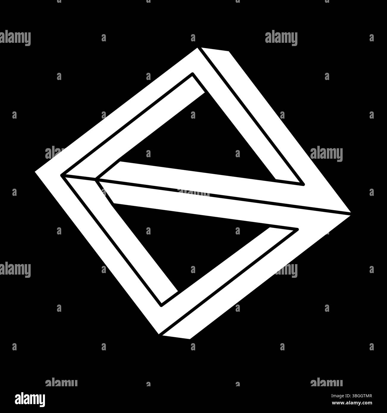 Optical illusion shape. Sacred geometry object. Impossible figures. Line art. Escher paradox ...