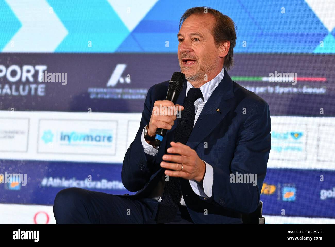 Stefano Mei (Fidal President) during the Golden Gala Press Conference ...