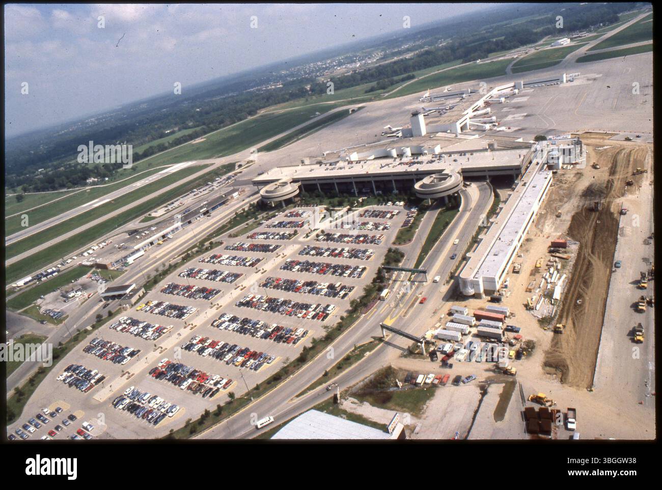 A 1989 aerial view looking northeast over the terminal complex of Port ...