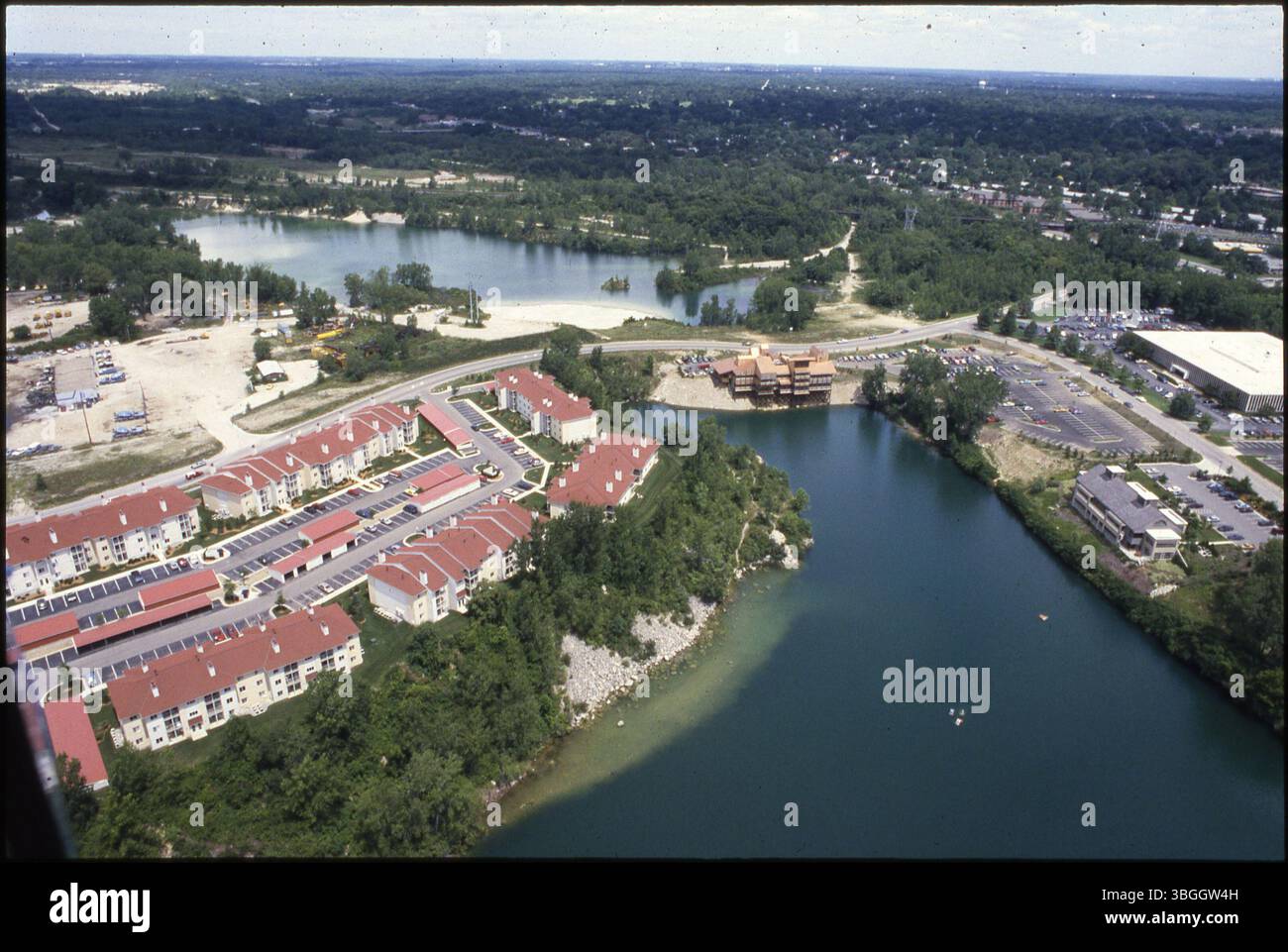 An aerial view looking north over the Hidden Lake development, located ...