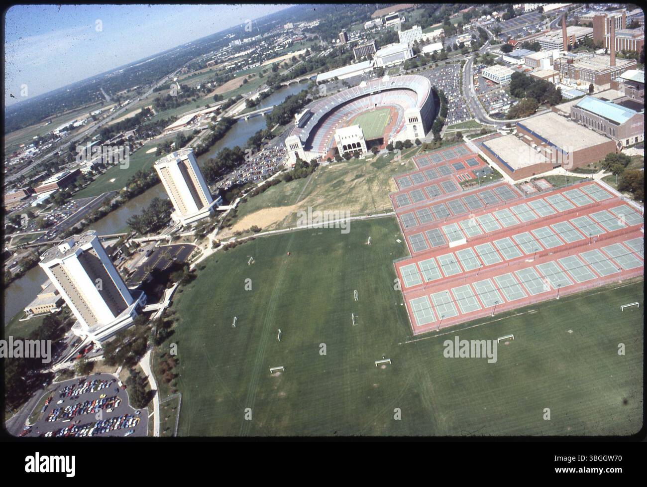 An aerial view from 1986 looking south at Ohio Stadium, located on the ...