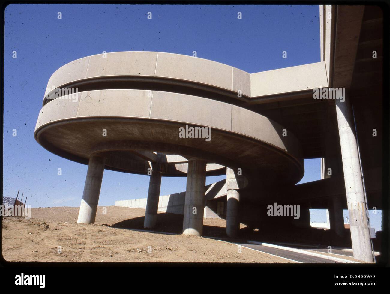 A 1981 view of a round section of the parking garage at Port Columbus ...