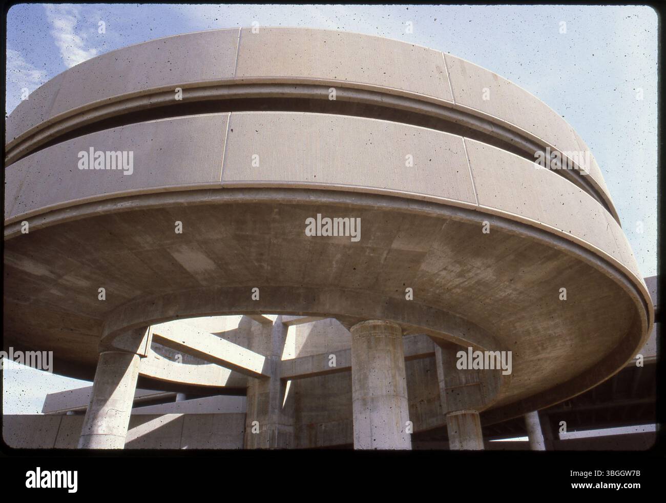 A view of a round section of the parking garage at Port Columbus ...