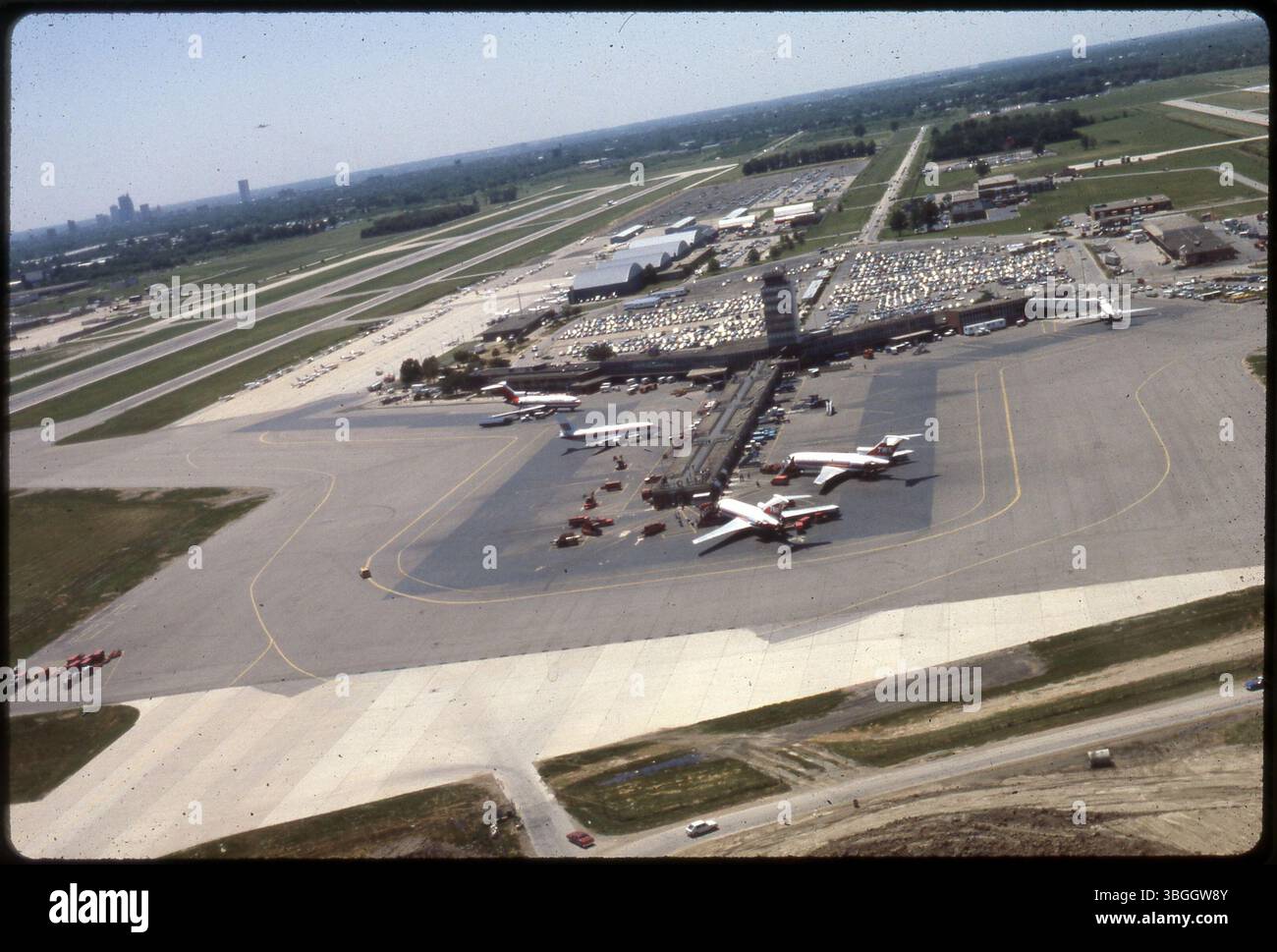 Aerial view looking southwest at Port Columbus International Airport's ...