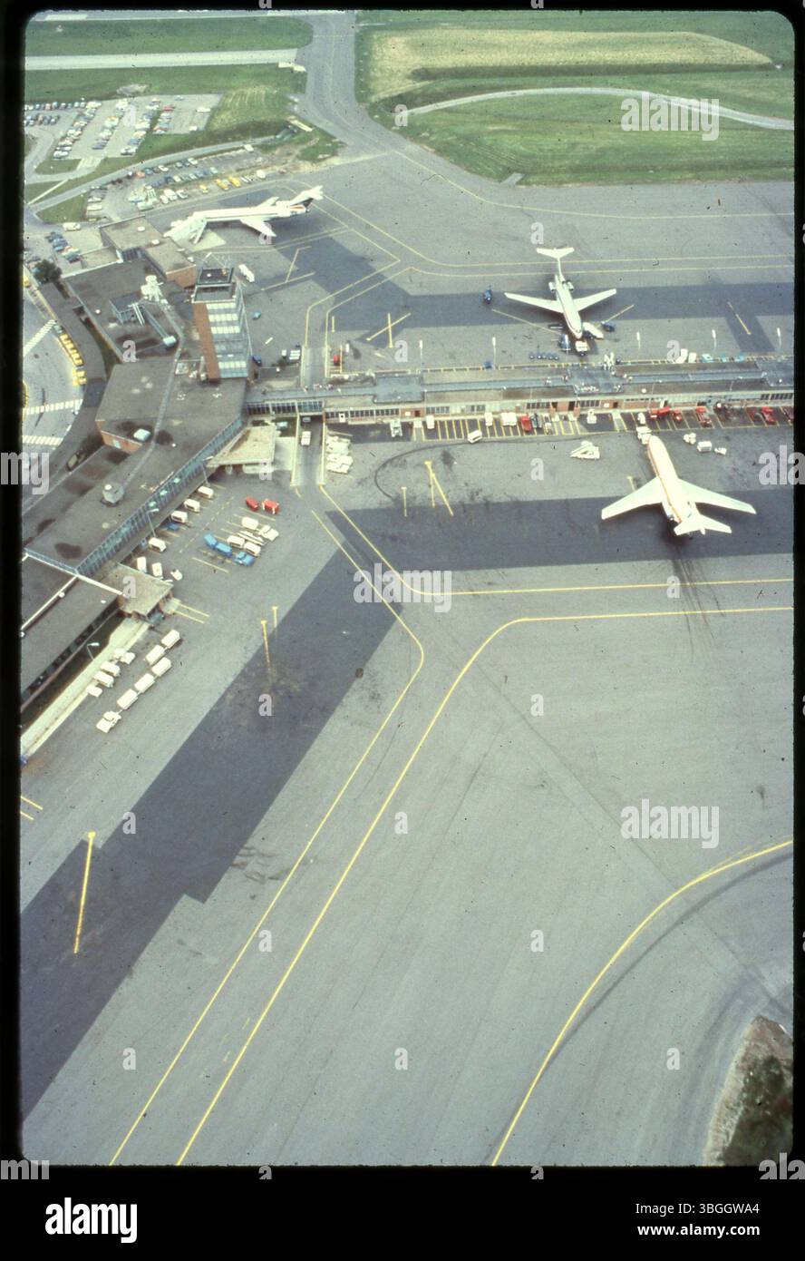 An aerial view of the terminal at Port Columbus International Airport ...