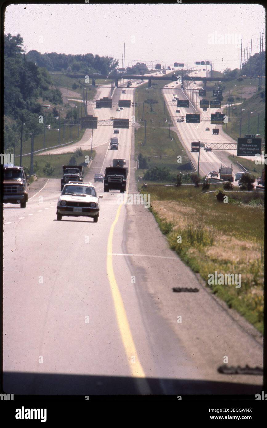 Looking east on Interstate 270 in 1980, this view shows traffic in both ...