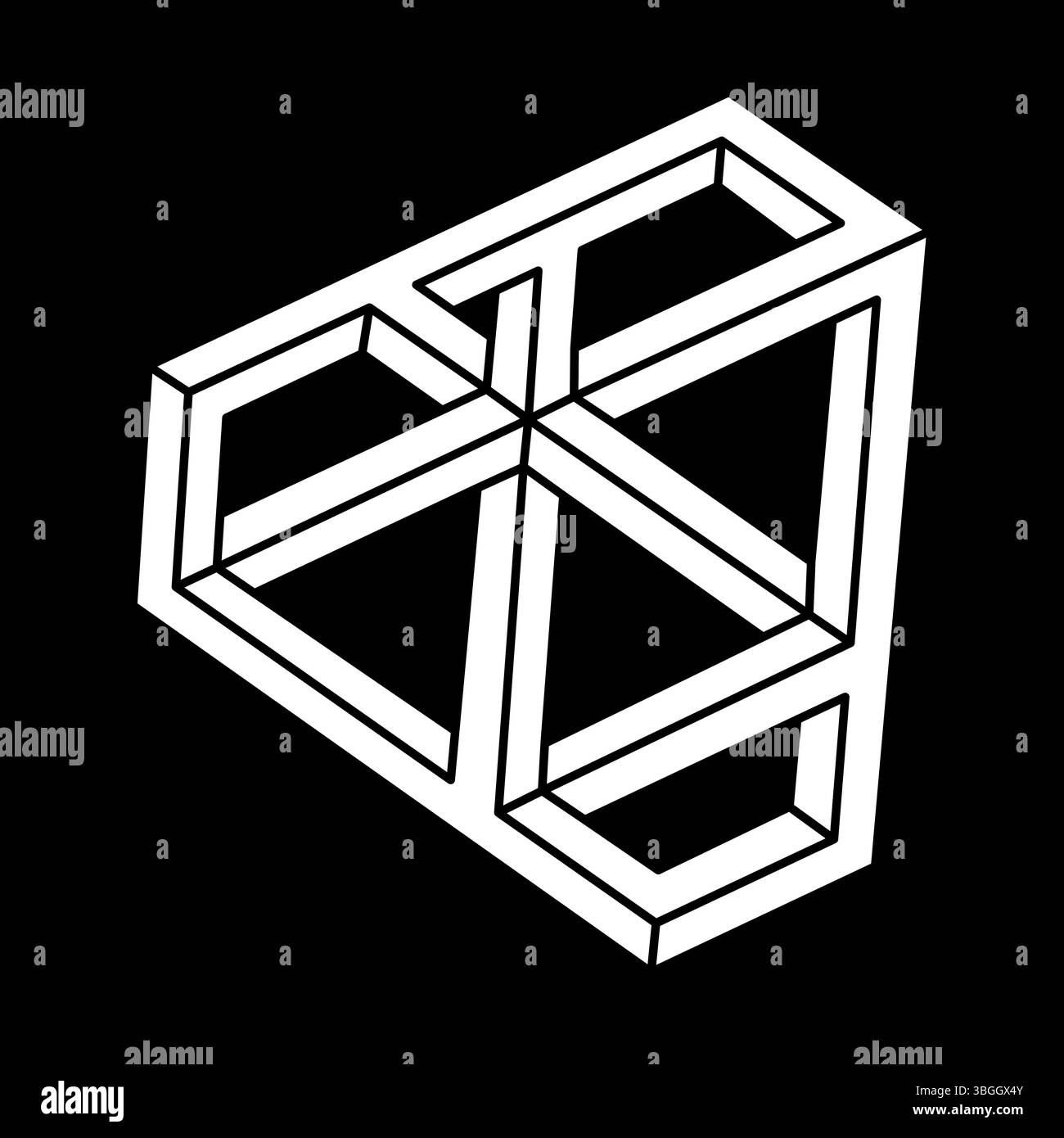 Optical illusion shapes. Impossible figures. Escher paradox. Line art Stock Vector Image & Art ...