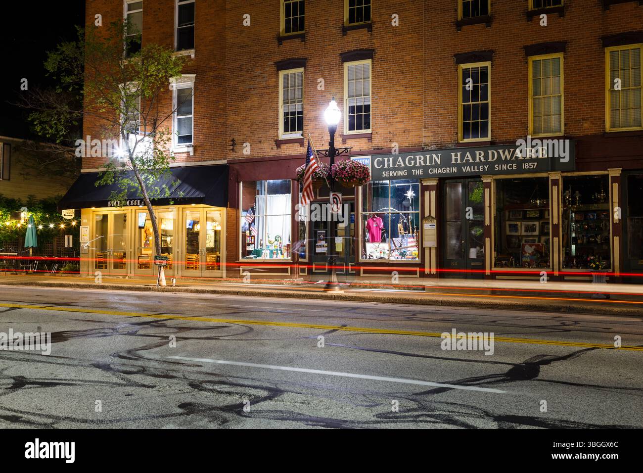Chagrin Falls, Ohio - June 17th 2017: A long exposure captures light ...