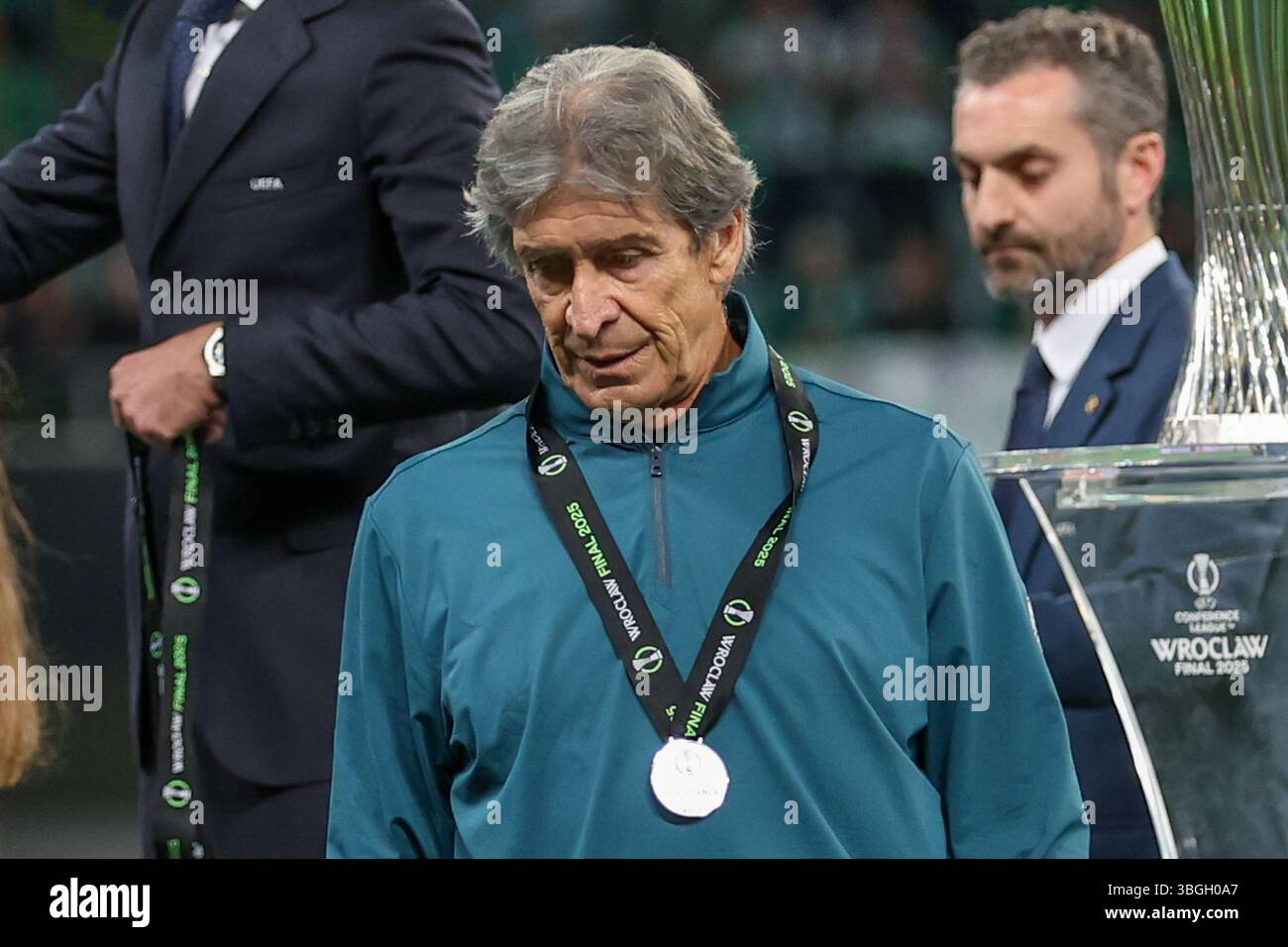 Coach Manuel Pellegrini of Real Betis seen after the UEFA Conference ...