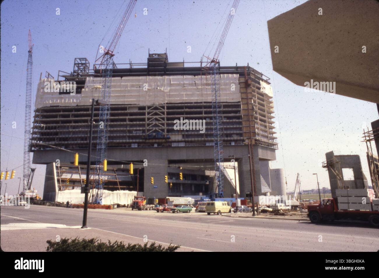 View facing north across Nationwide Boulevard showing the construction of the Hyatt Regency ...