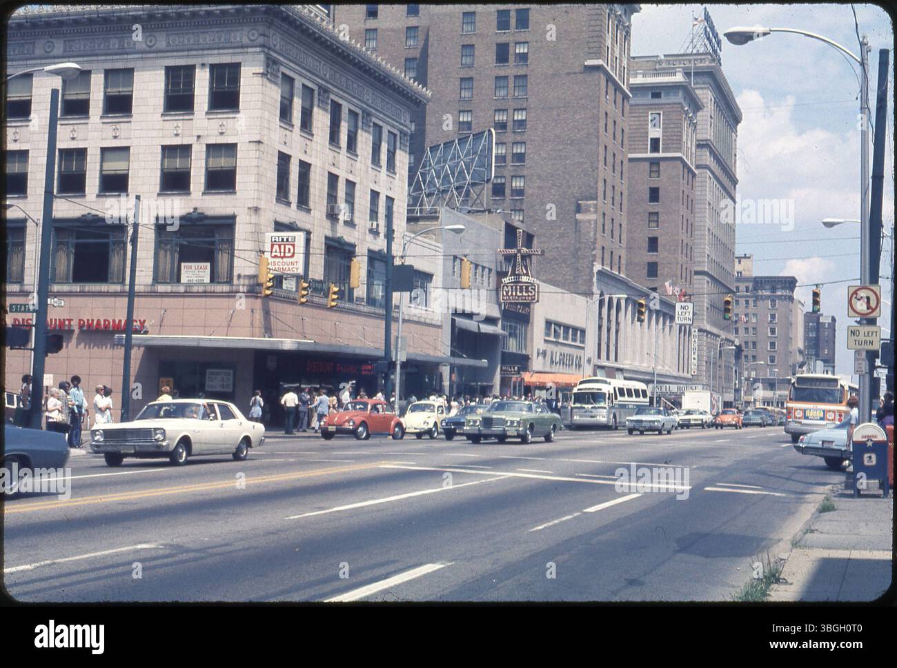 A street view of several businesses along South High Street in downtown ...