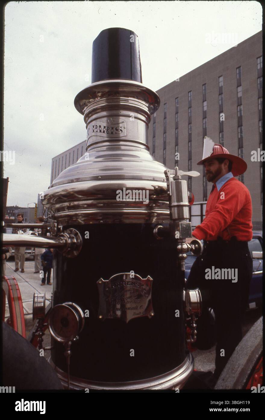 Partial view of an 1884 Ahren's Horse-Drawn Steam Fire Engine ...