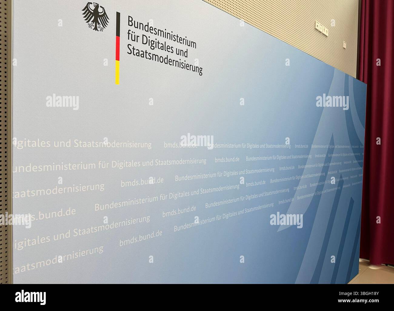 Berlin, Germany. 05th June, 2025. A stand with the logo of the new ...