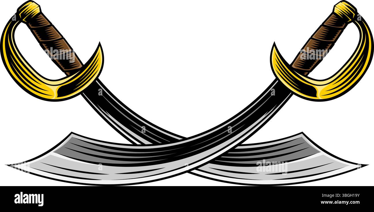 Crossed Pirate Scimitar Cutlass Saber Swords Stock Vector Image & Art ...