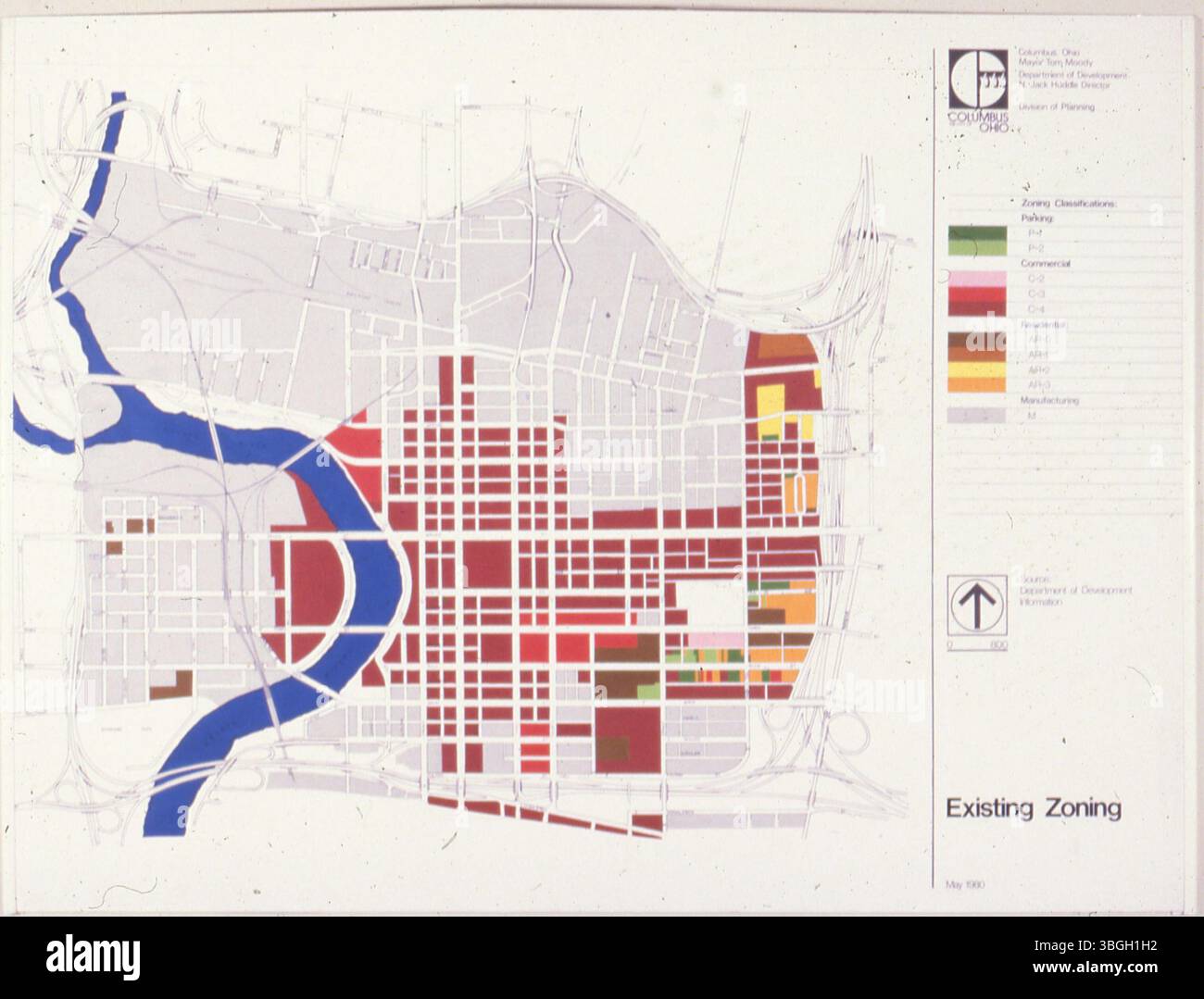 This color-coded zoning map of downtown Columbus, dated May 1980, was ...