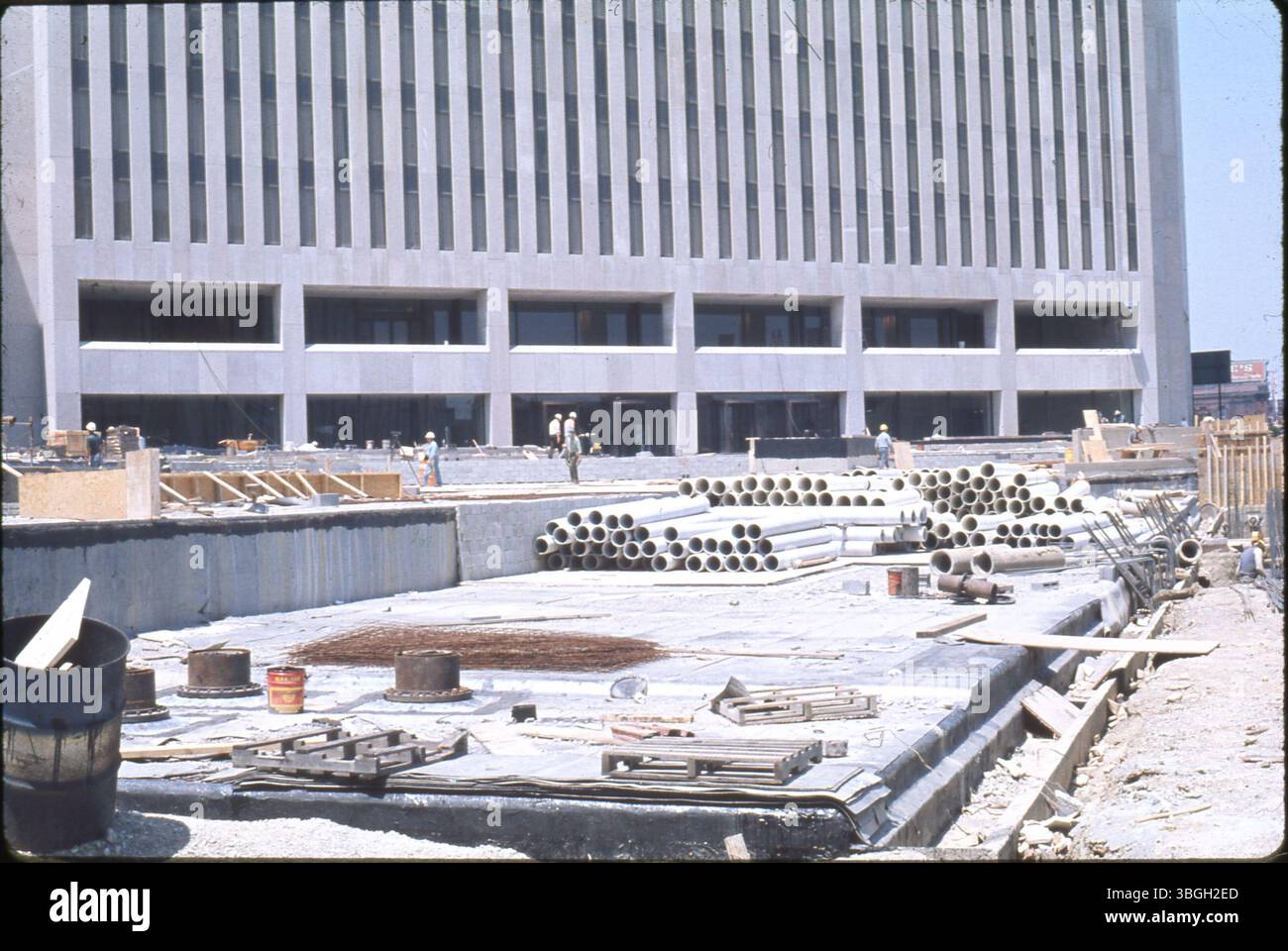 A ground-level view of One Nationwide Plaza under construction, circa ...