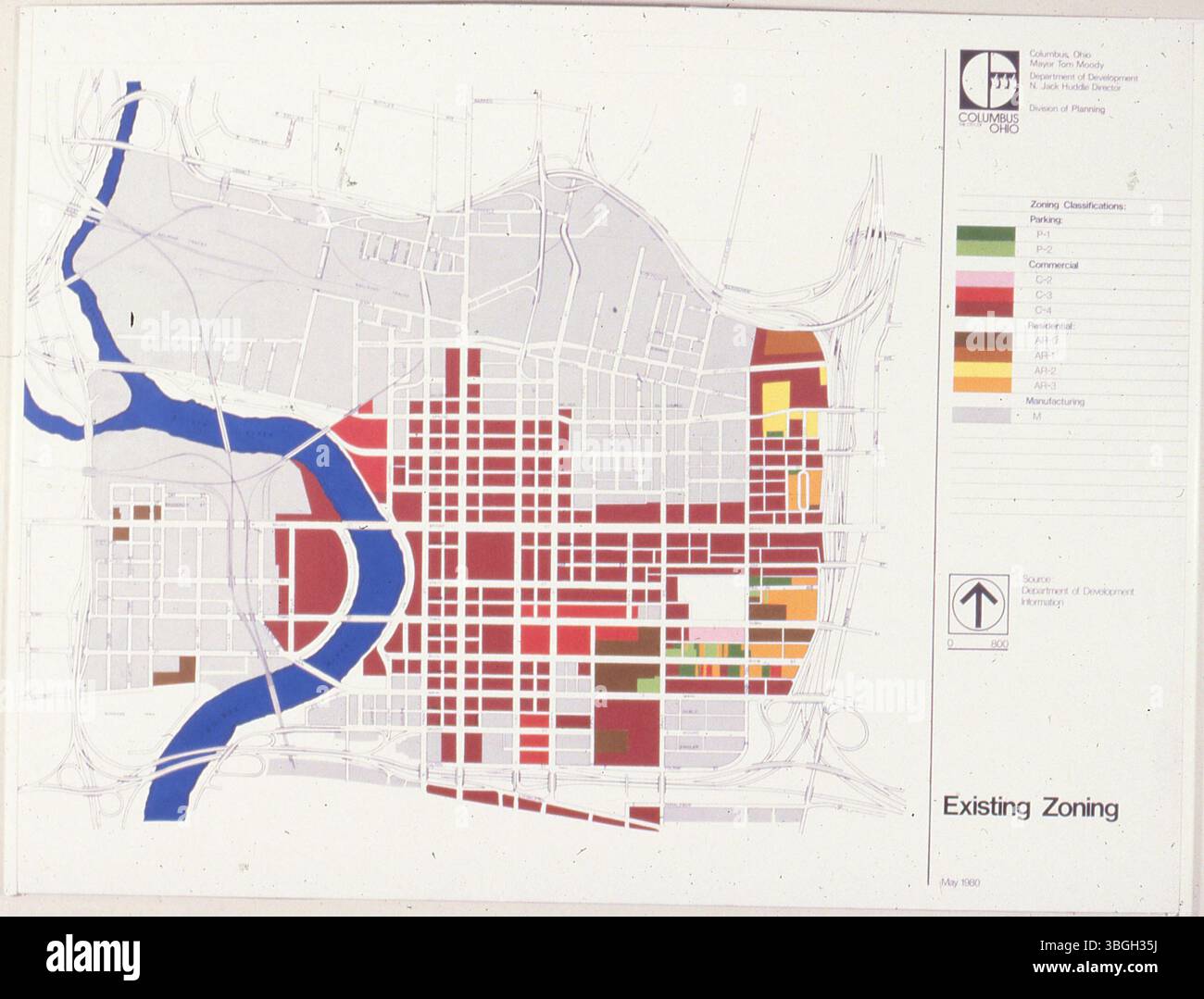 A zoning map of downtown Columbus from May 1980, showing the city’s ...