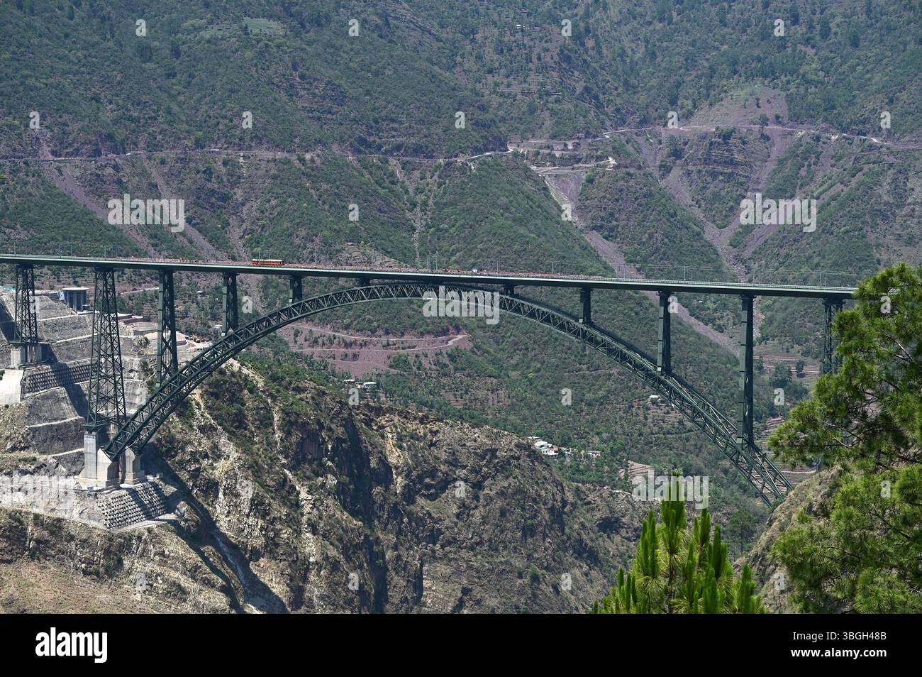 REASI, INDIA - JUNE 5: Highest railway arch bridge over the river ...