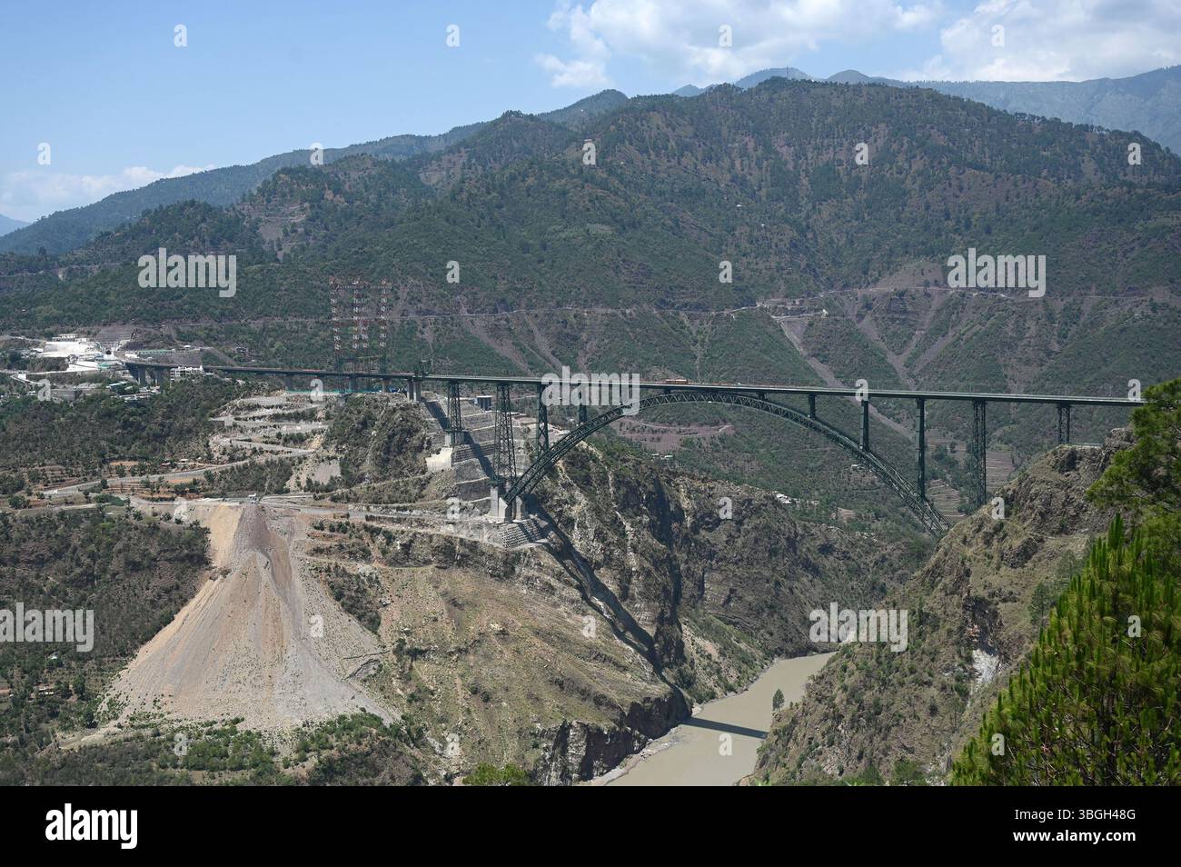 REASI, INDIA - JUNE 5: Highest railway arch bridge over the river ...