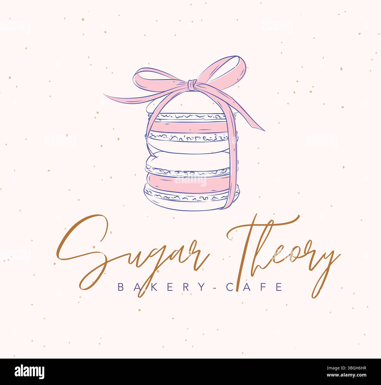 Bakery label design with lettering sugar theory drawing on beige ...