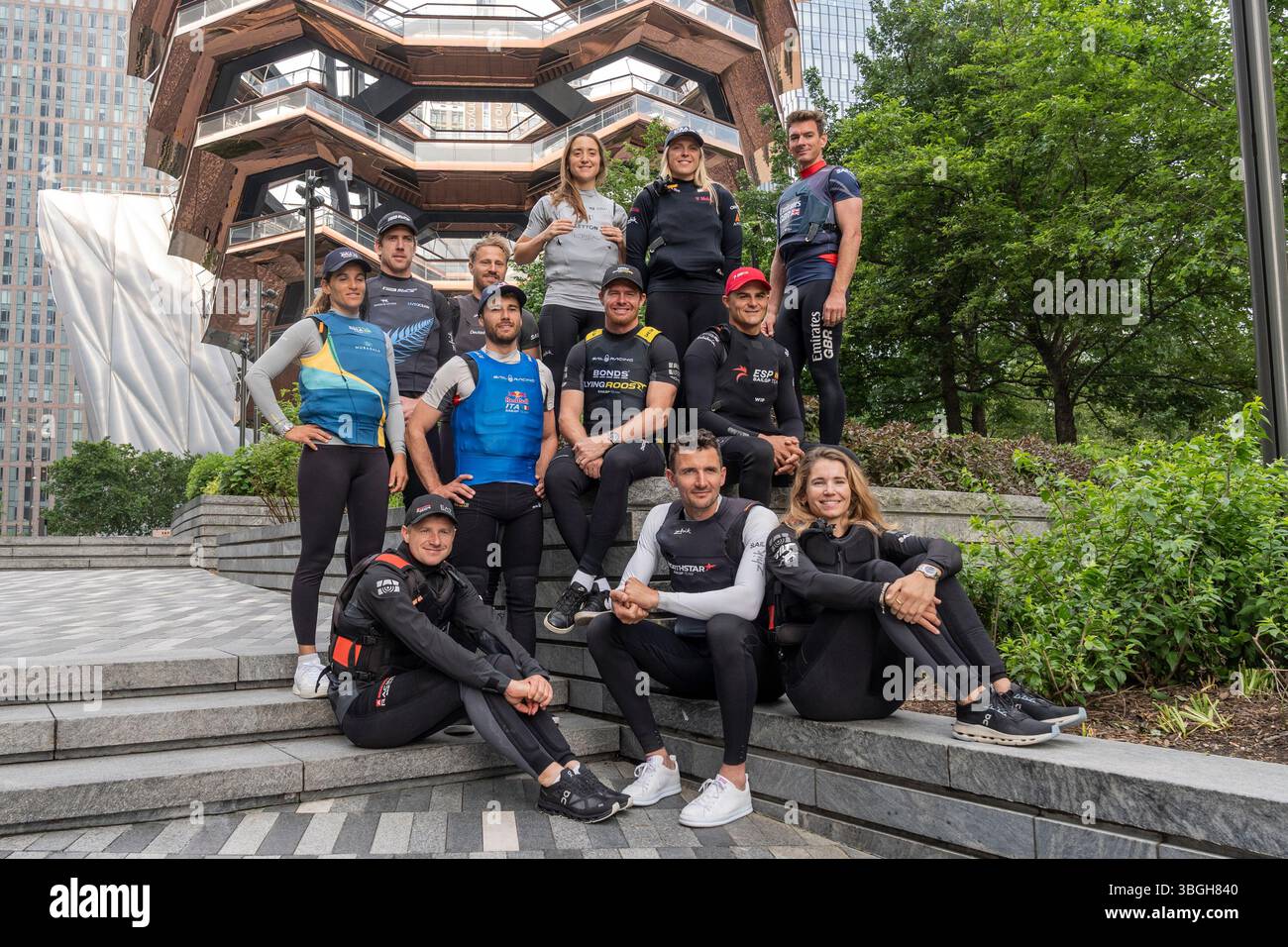 New York, NY, June 5, 2025: Team representative pose in front of The ...