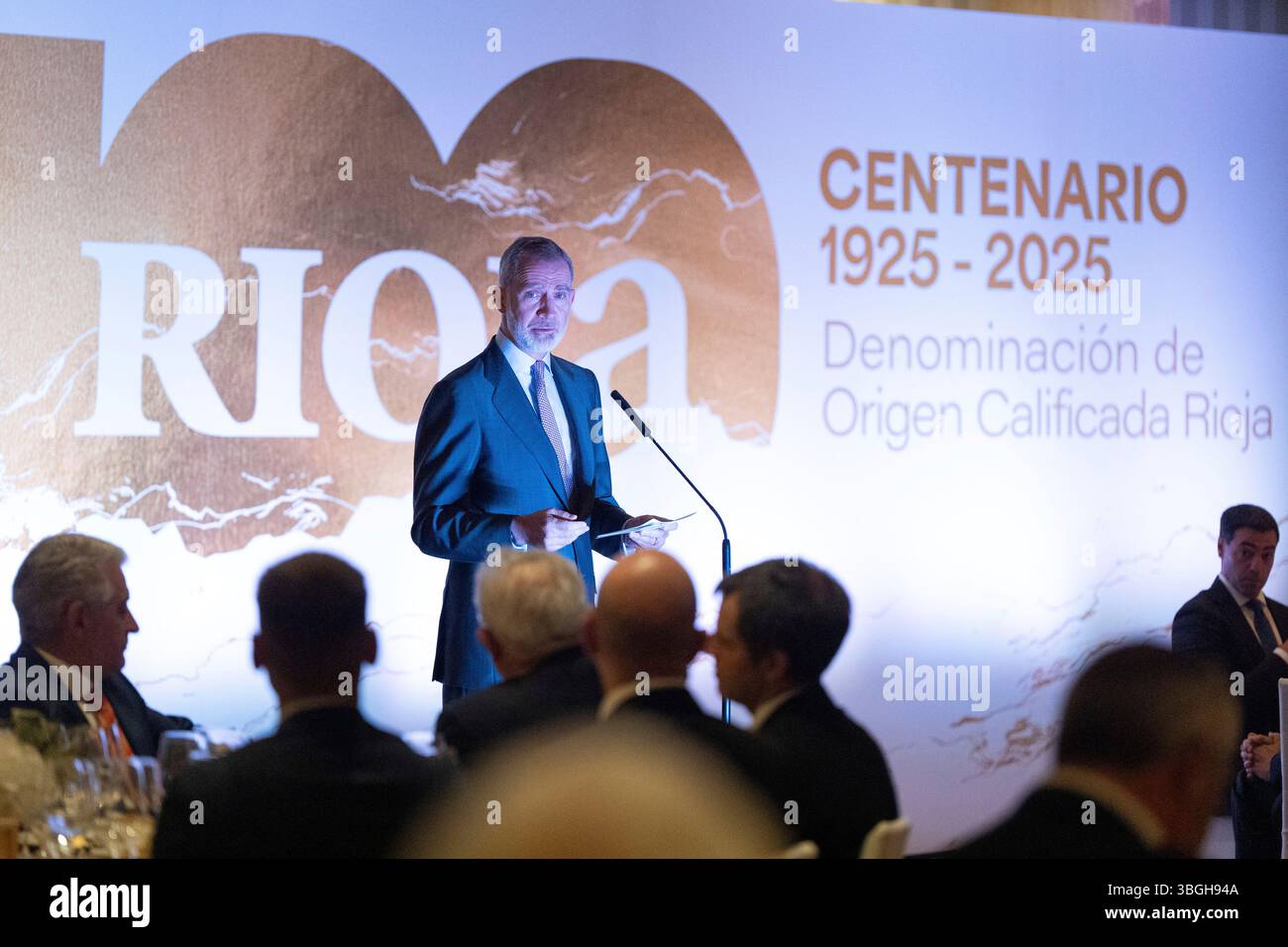King Felipe VI speaks during the ceremony in recognition of the DOCa ...