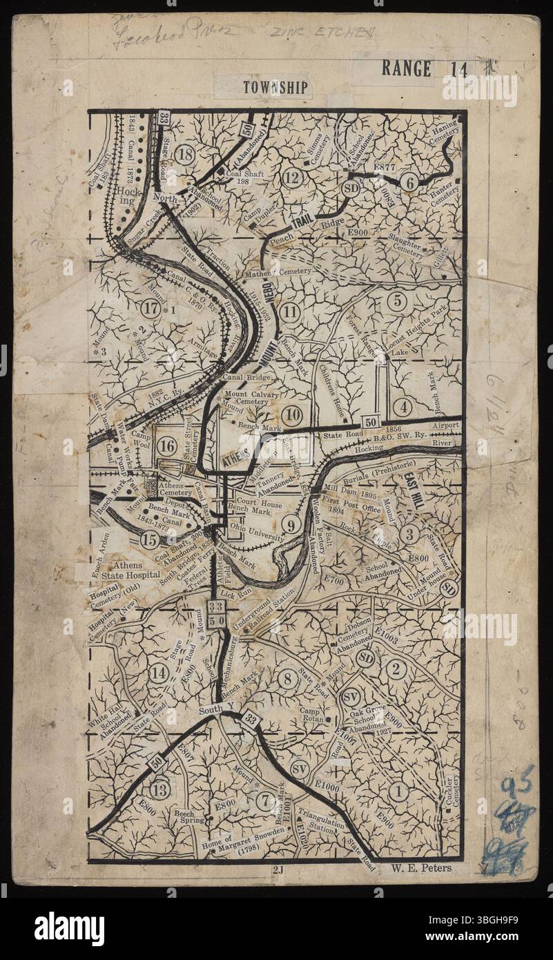 The collection includes hand-drafted, pen-and-ink township maps of ...