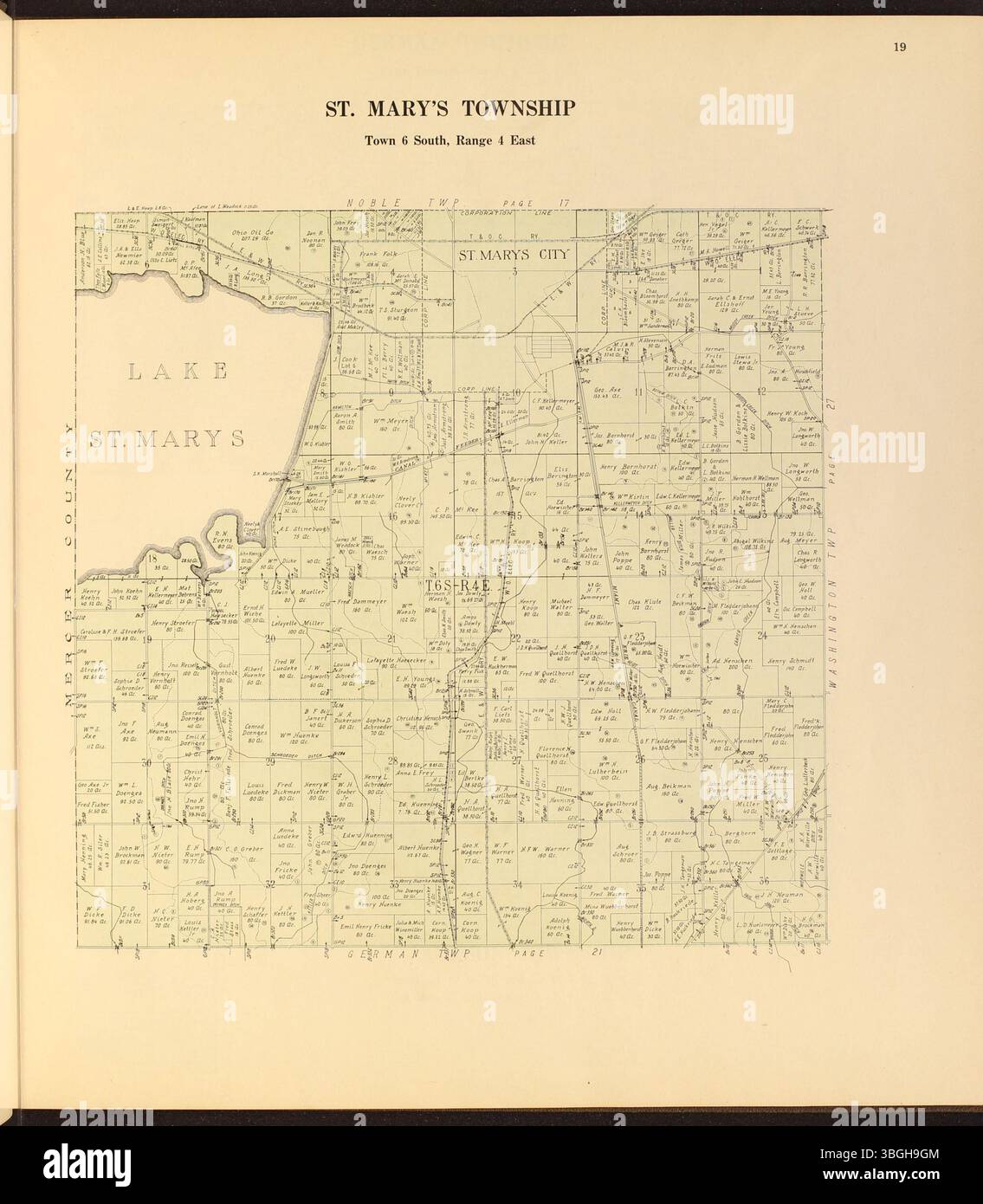 This page of the 1917 Auglaize County Atlas provides land ownership ...