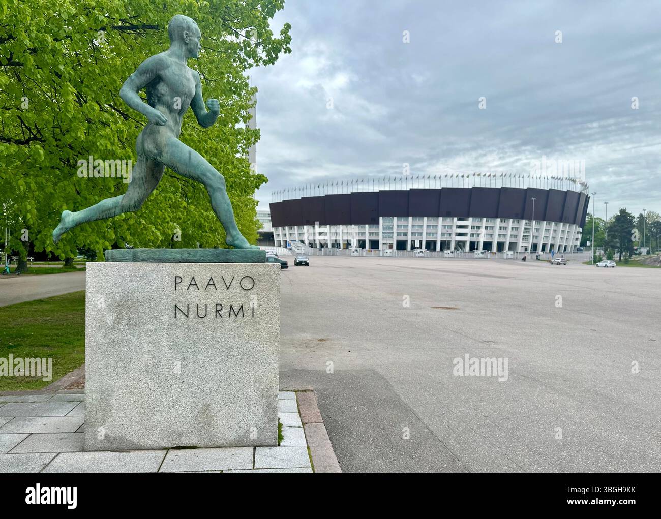 Helsinki, Finland. 28th May, 2025. A statue of running idol Paavo Nurmi ...