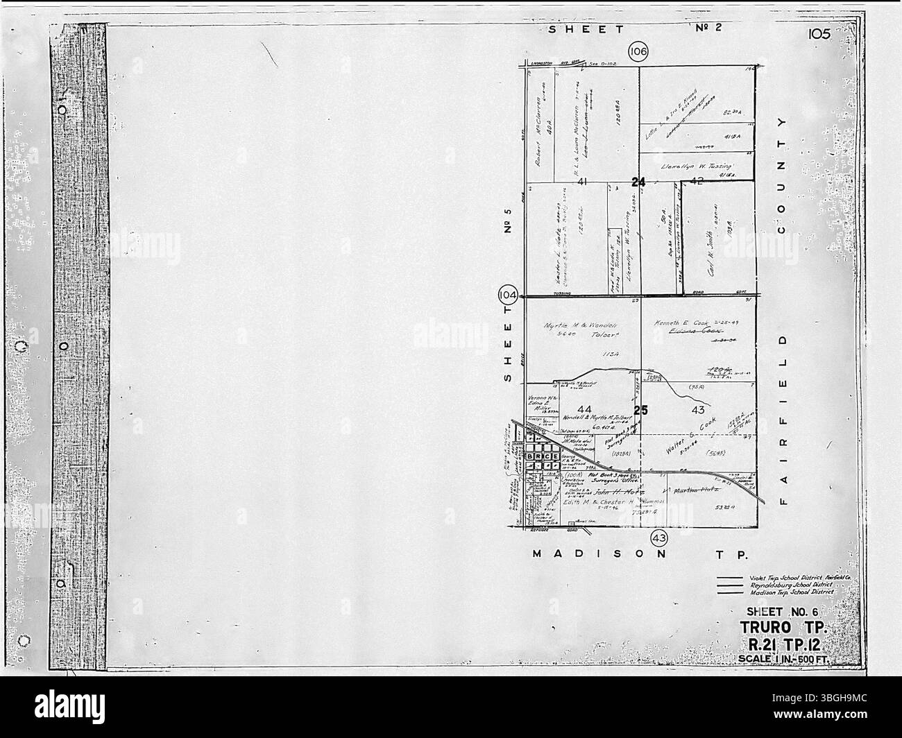 The 1950 Franklin County Township Tax Maps depict land ownership across ...