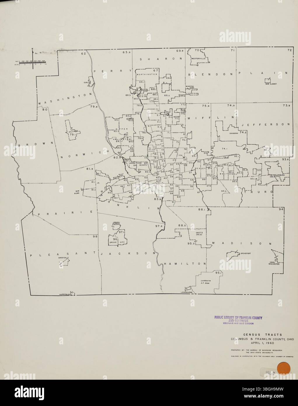 A Map From 1960 Showing Census Tracts Within Franklin County And 5696