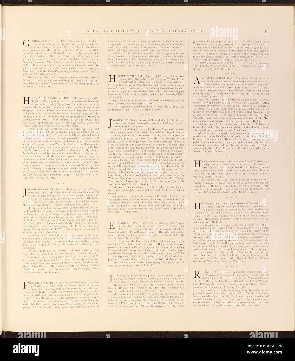 This page from the 1917 Auglaize County Atlas shows maps of land ...