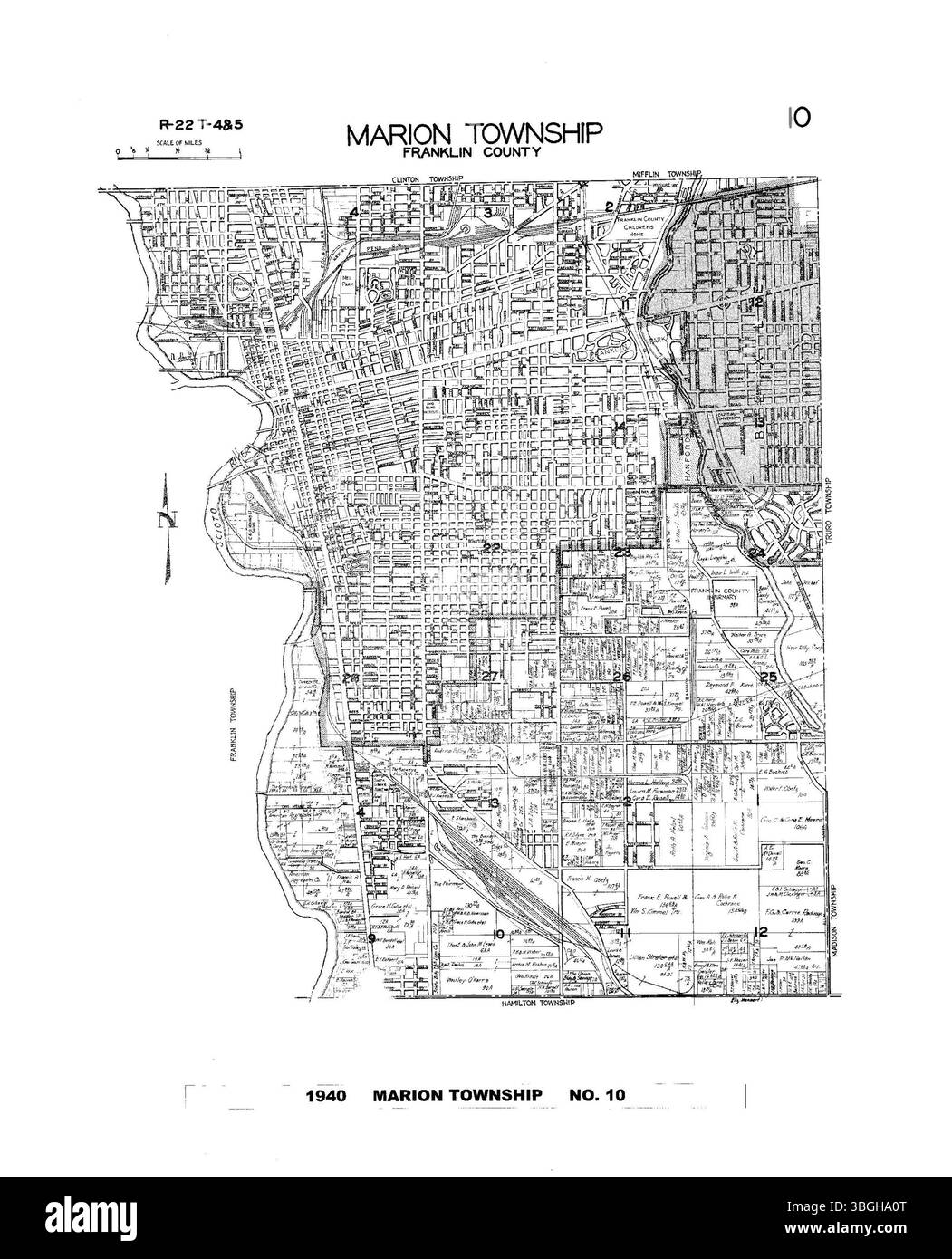 This page of the 1940 Franklin County Township Tax Maps shows land ...
