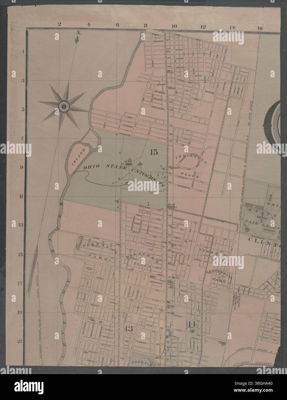 This 1890 map of Columbus, Ohio, shows the locations of commercial ...