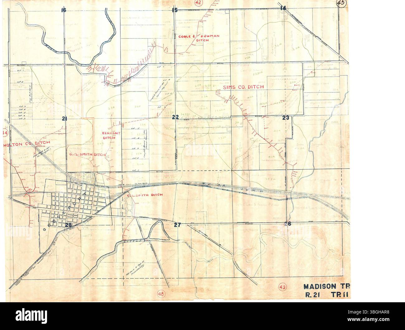 This page from the 1920s Franklin County Township Drainage Maps shows ...