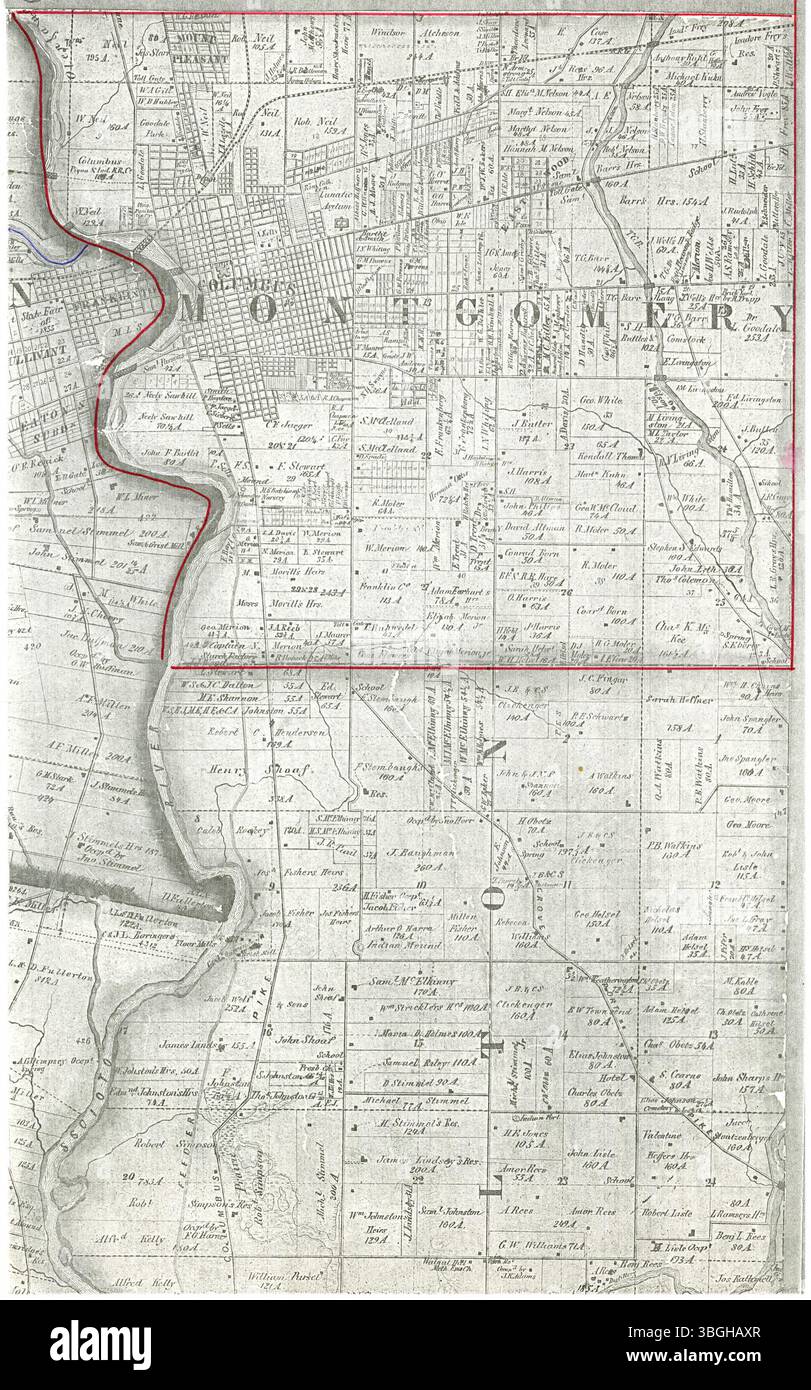 This 1856 property ownership plat map of Montgomery Township, Franklin ...