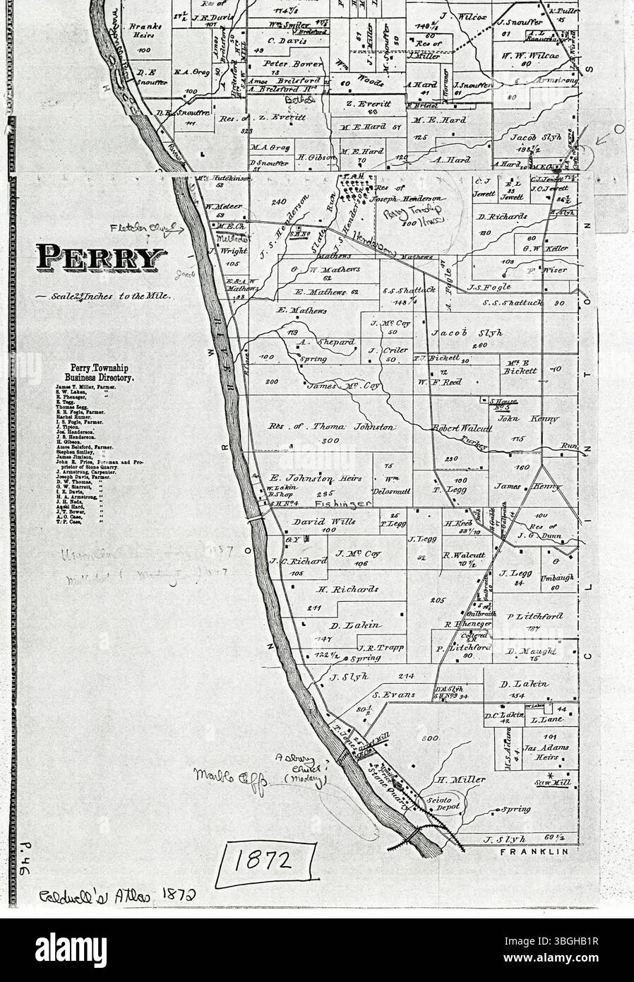 Page 2 of the 1872 Perry Township map, from Caldwell's Atlas, details ...