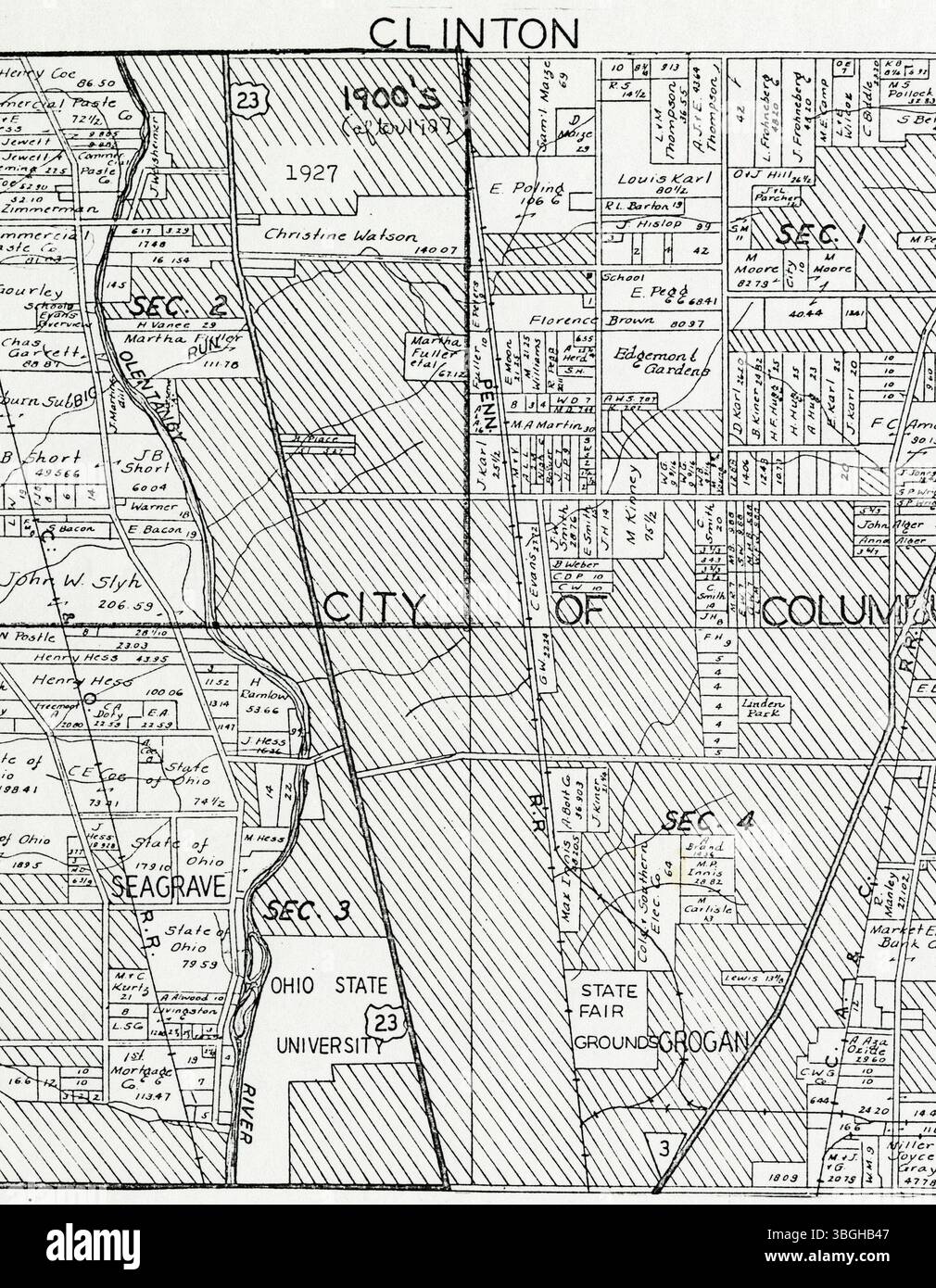 This 1927 map of Clinton Township, Franklin County, Ohio, illustrates ...