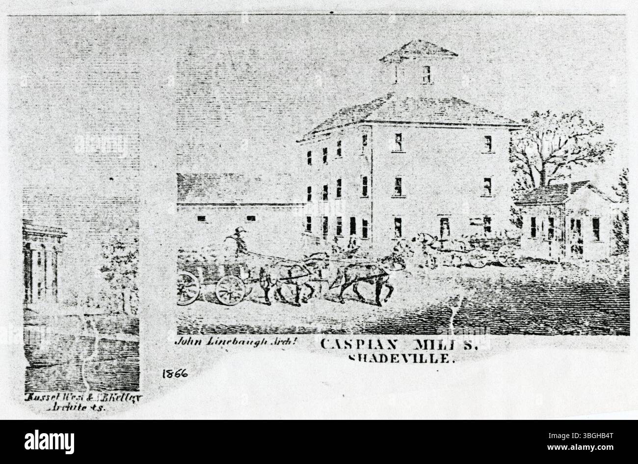 This image depicts the Caspian Mills buildings in Shadeville, Hamilton ...