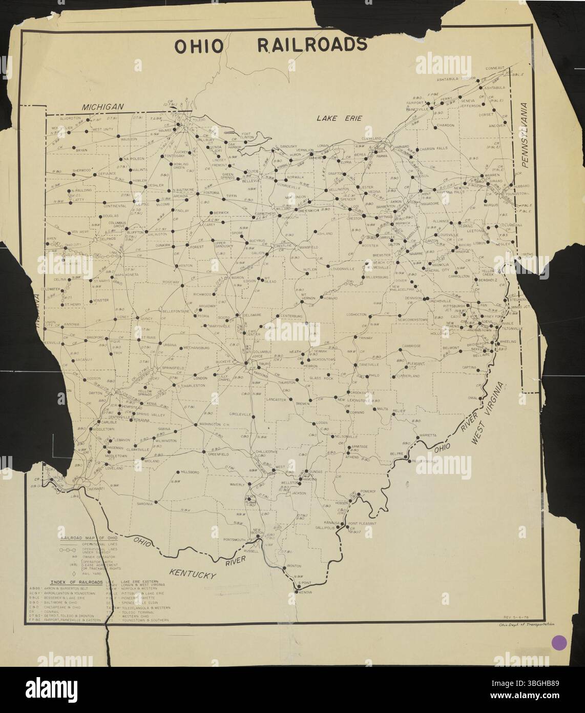 The 1978 Ohio Railroads map shows the extensive rail lines running ...
