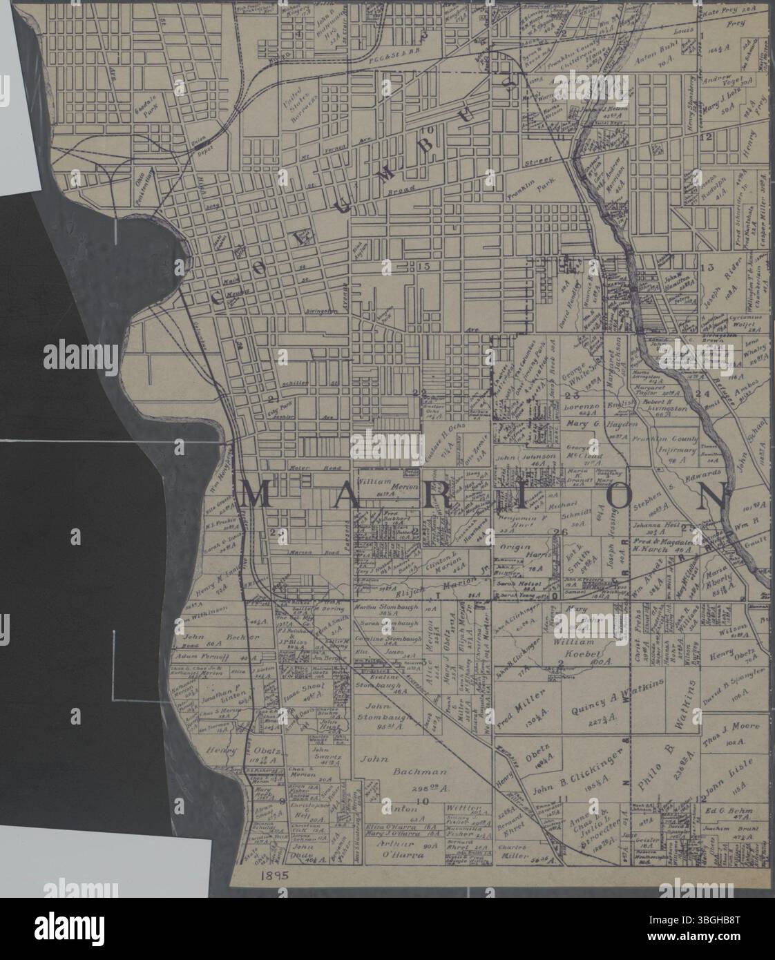 The 1895 property ownership plat map of Marion Township, Franklin ...