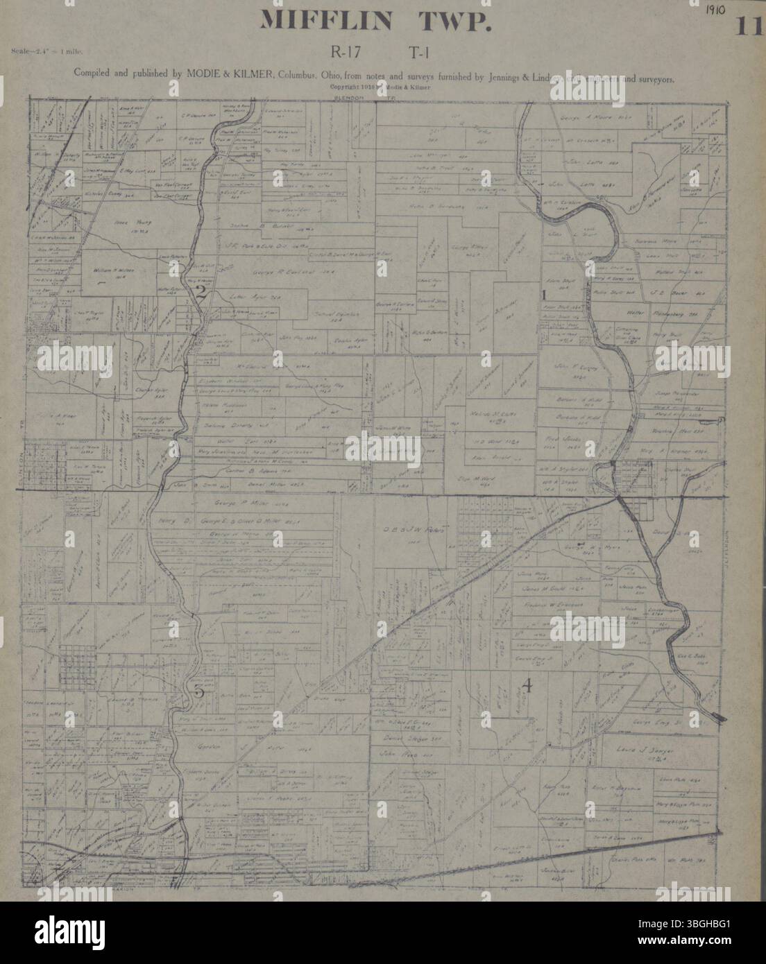 The 1910 property ownership plat map of Mifflin Township, Franklin ...